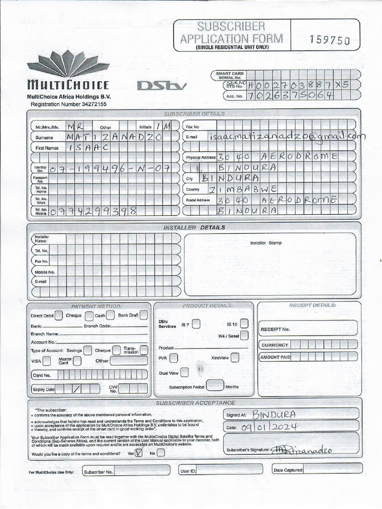 Subscriber Application Form Im | PDF