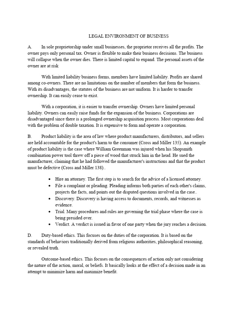 Legal Environment of Business | PDF | Product Liability | Legal Liability