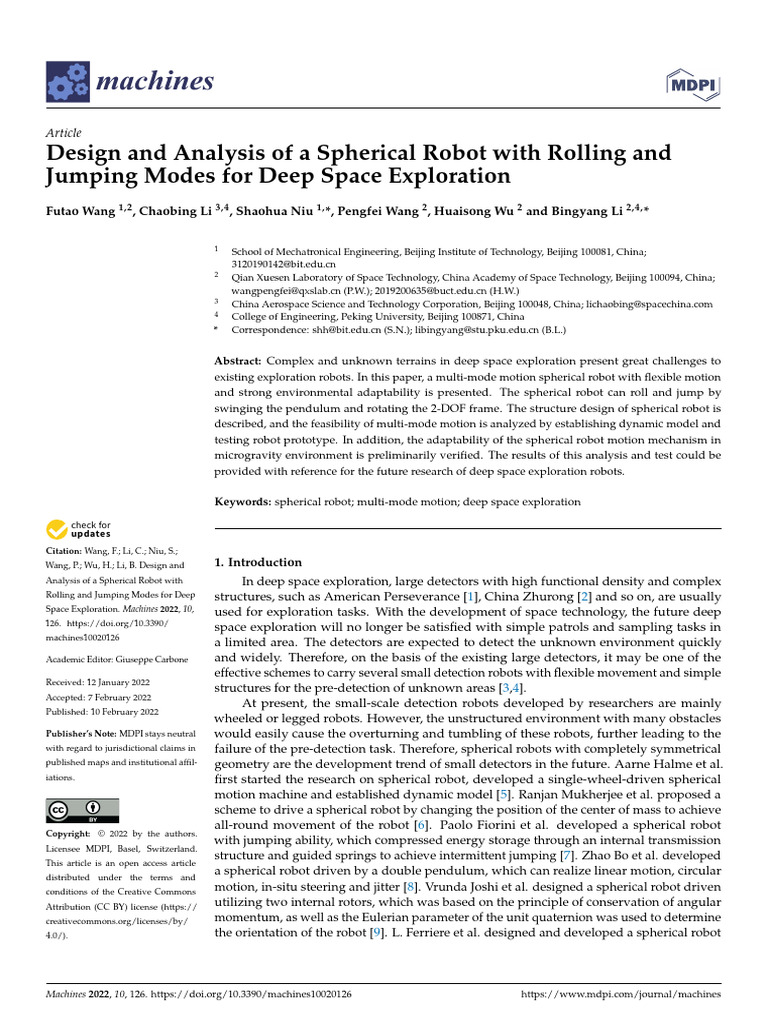 11 - Design and Analysis of A Spherical Robot With Rolling and Jumping Modes For Deep Space ...