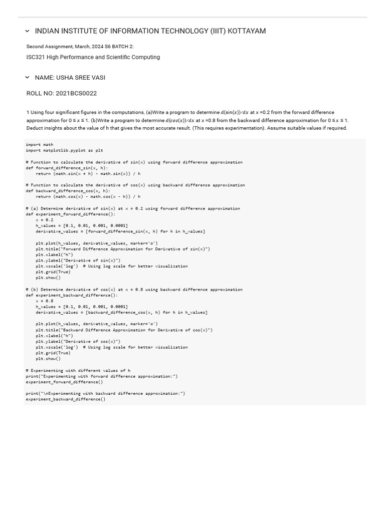 Derivatives Using Difference Approximations | PDF | Finite Difference | Mathematical Analysis