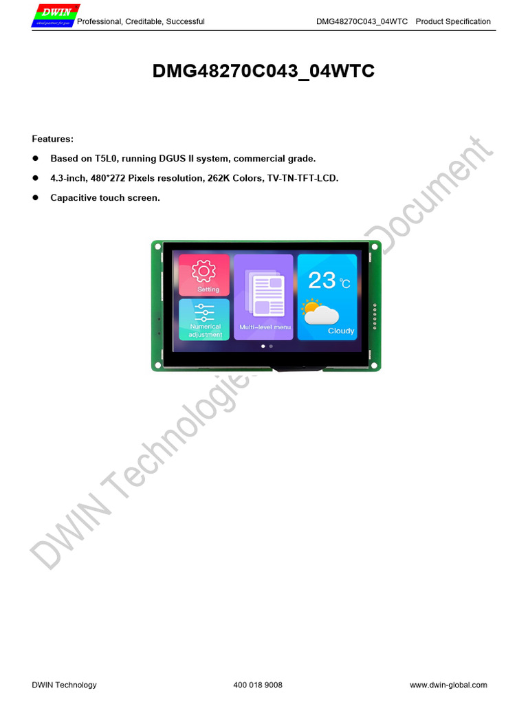 4.3 Inch Display Datasheet | PDF