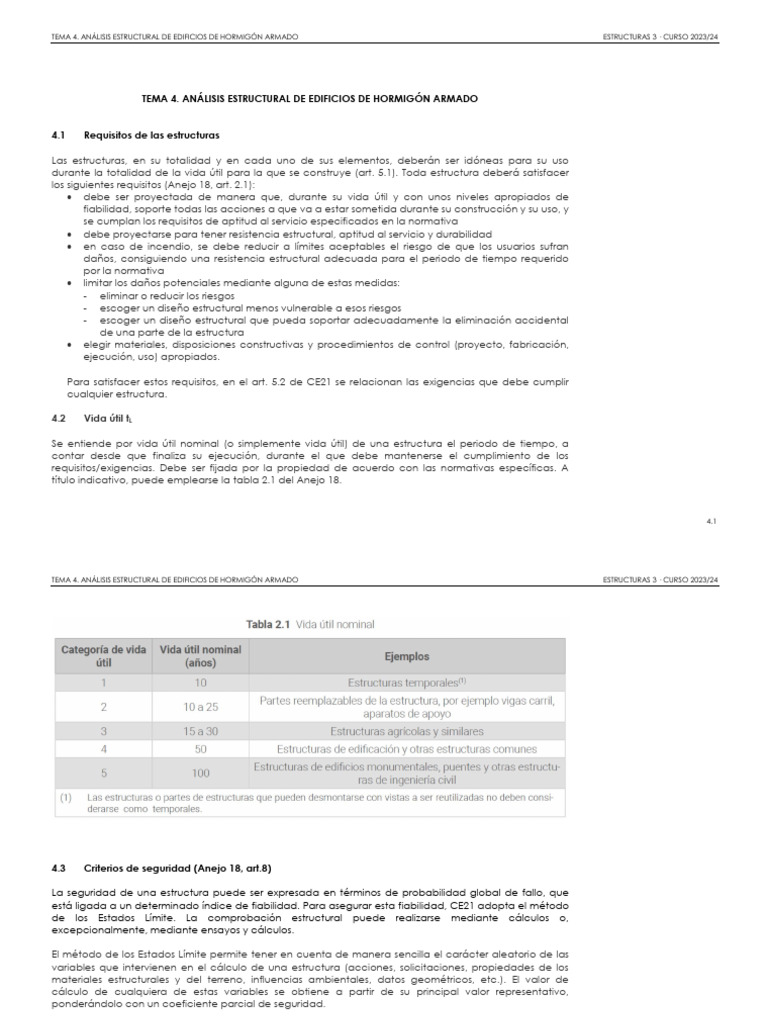TEMA 4 | PDF | Concreto reforzado | Deformación (ingeniería)