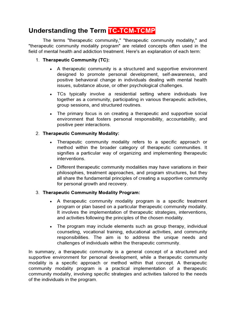 Understanding The Term TC TCM TCMP | Download Free PDF | Psychotherapy ...