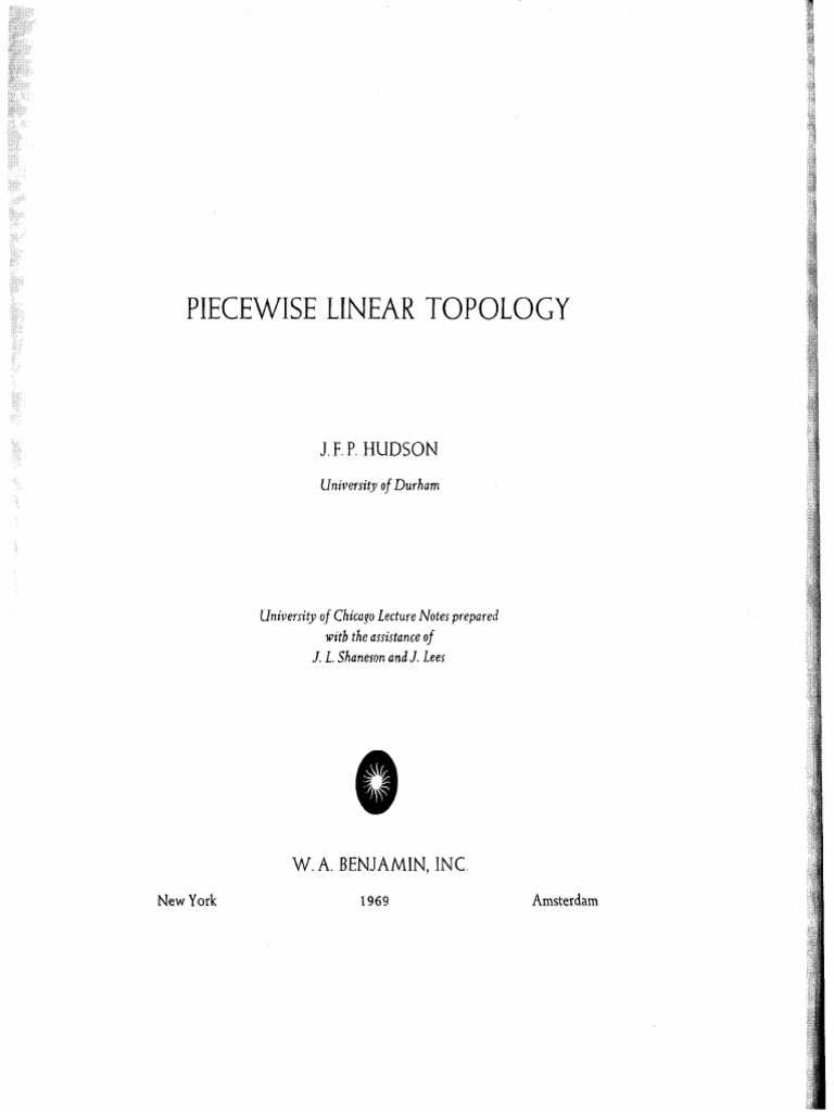 Piecewise Linear Topology Hudson | PDF | Mathematical Physics | Geometry
