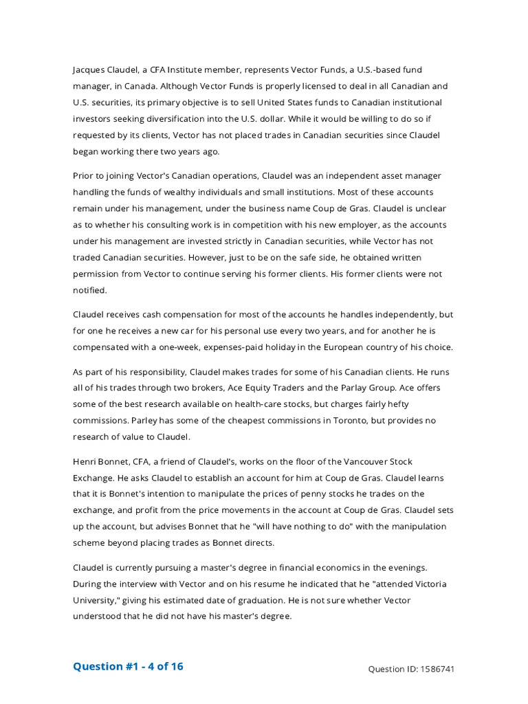 Reading 43 Application of The Code and Standards Level II - Answers | PDF | Fiduciary | Initial ...