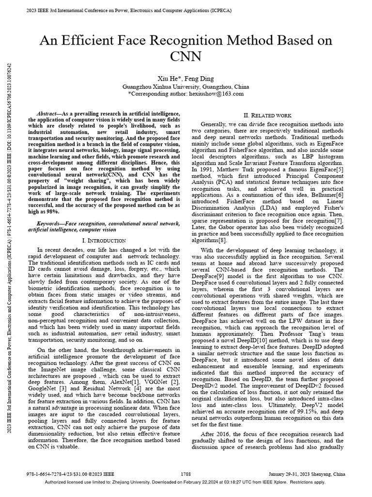 Efficient CNN-Based Face Recognition Method | PDF | Deep Learning ...