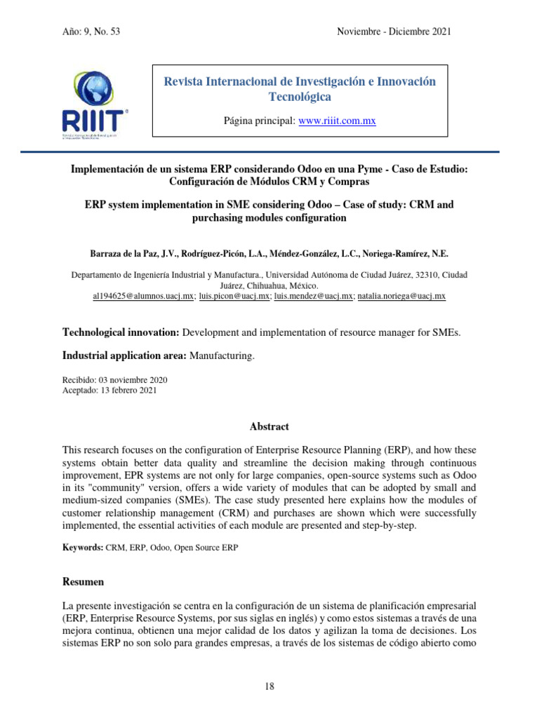Sistema Erp 2 Riiit Div Nov-Dic 2021 | Descargar gratis PDF | Planificación de recursos ...