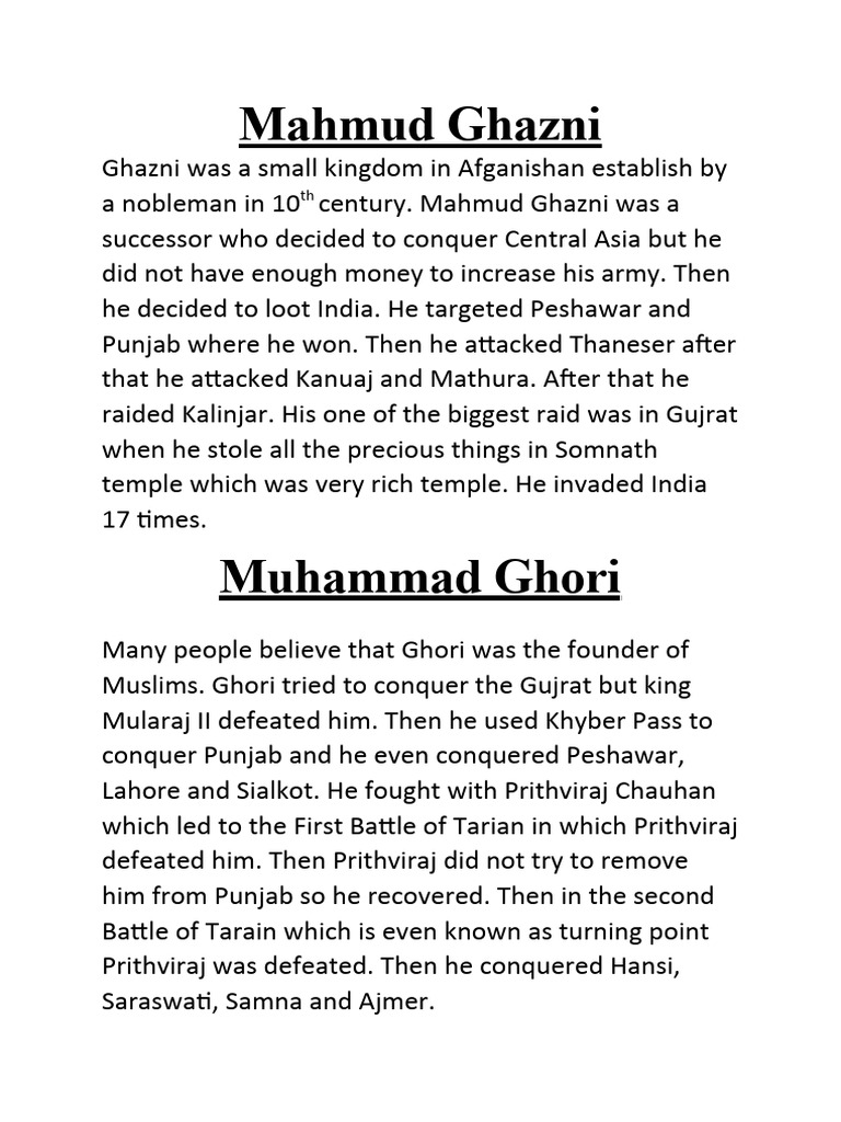 Mahmud of Ghazni's 17 Indian Raids | PDF