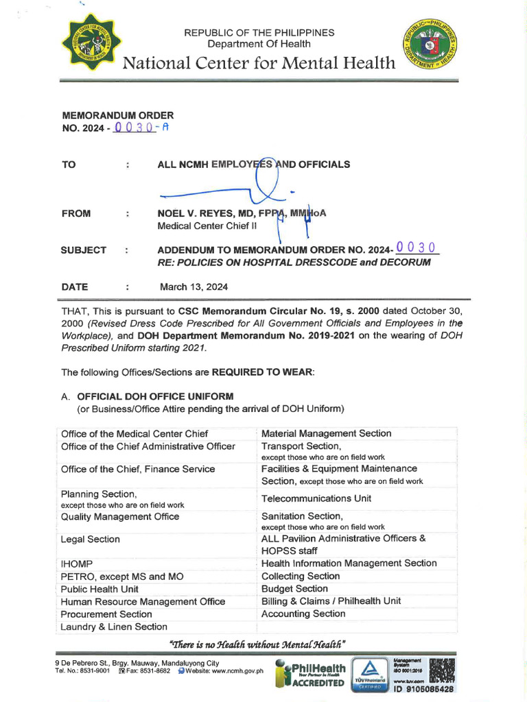 M2024 0030 A Addendum To Memorandum Order No. 2024 0030 Re Policies On ...