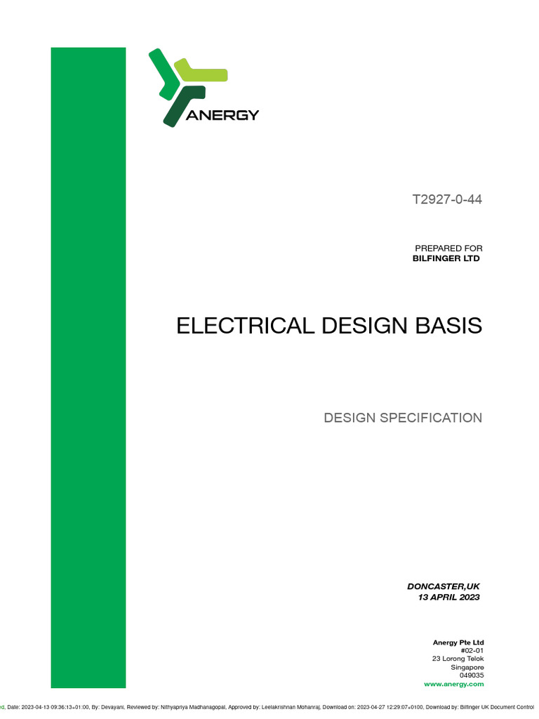 T2927-0-44 (Rev C) Electrical Design Basis NT | Download Free PDF ... T2927-0-44 (Rev C) Electrical Design Basis NT | Download Free PDF ...