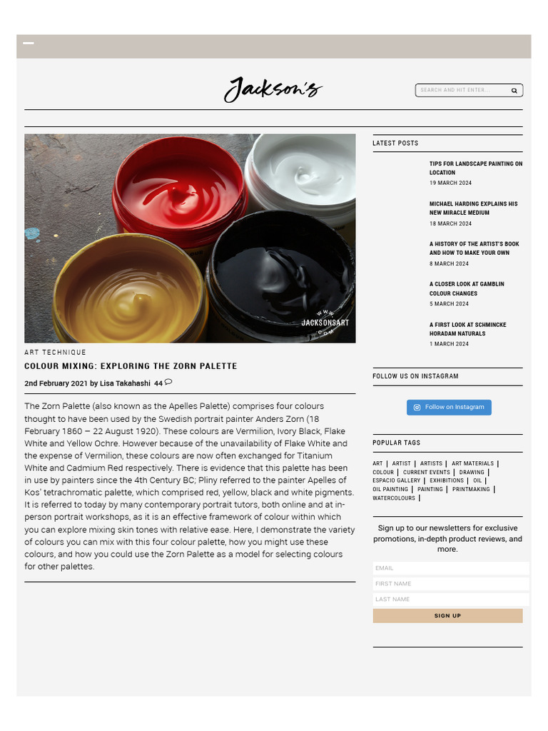 Colour Mixing: Exploring The Zorn Palette - Jacks | PDF | Color | Pigment