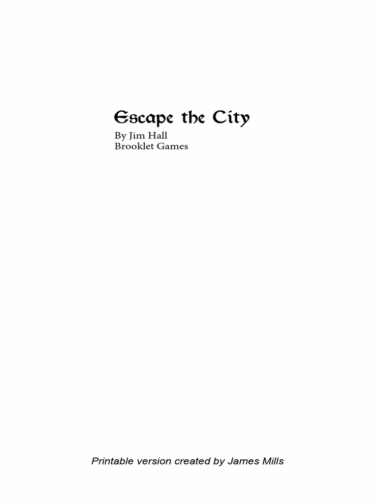Escape The City Pages v1 - Printable (Grayscale) | PDF