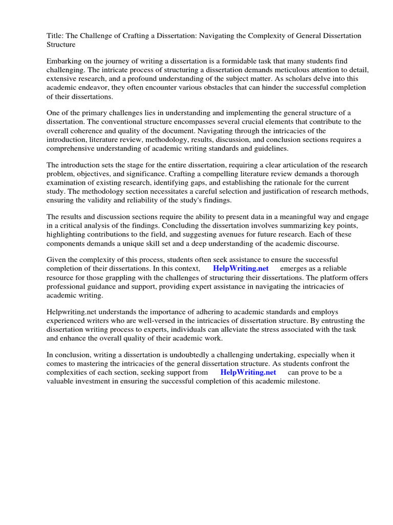 General Dissertation Structure | PDF | Thesis | Methodology