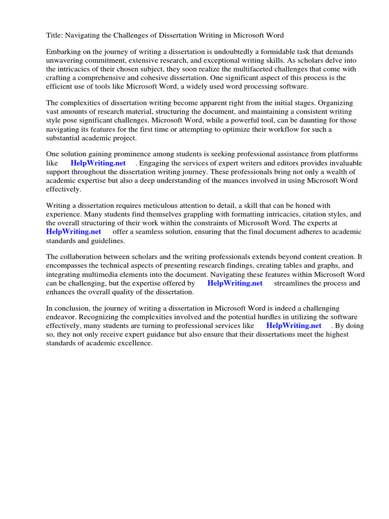 How To Write A Dissertation in Microsoft Word | PDF | Thesis ...