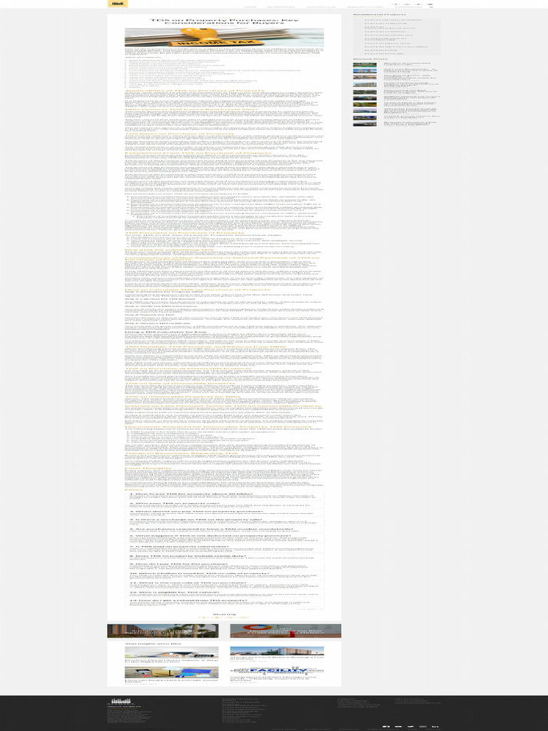 TDS - Purchase of Property - A Comprehensive Guide For Buyers | PDF