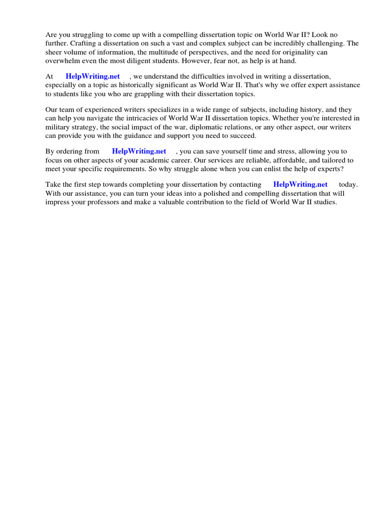 Dissertation Topics on World War II | PDF | World War II | Essays