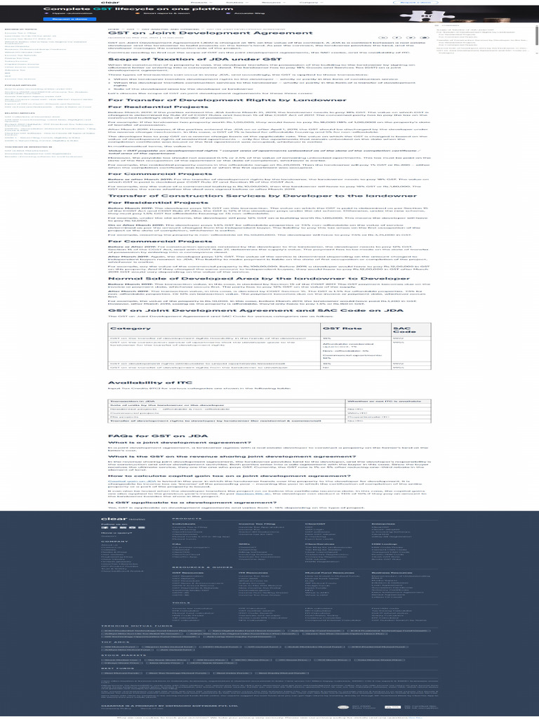 GST On Joint Development Agreement - 21 March 2023 | PDF
