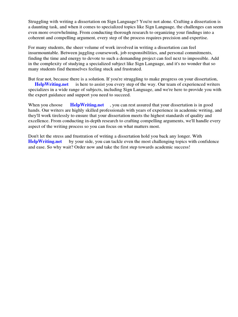 Dissertation Sign Language | PDF | Thesis | Learning