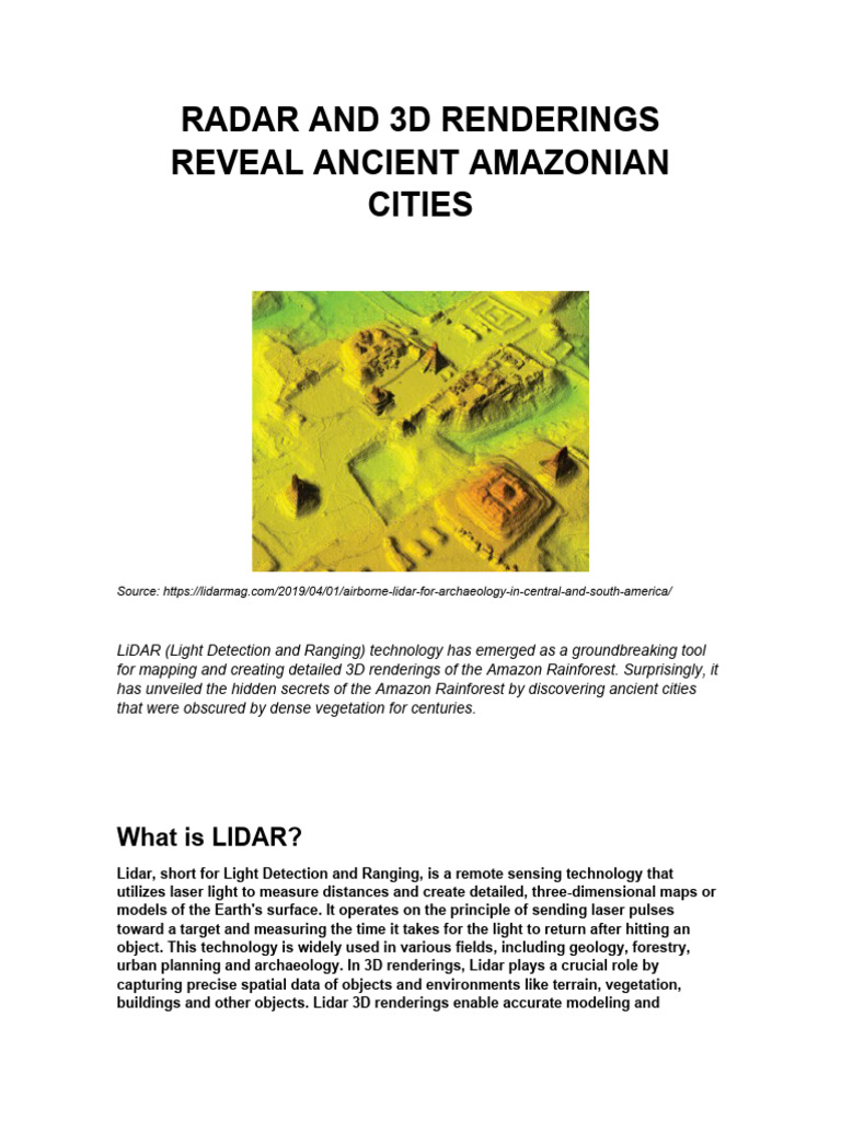 LiDAR Reveals Ancient Amazon Cities | PDF | Lidar | Amazon Rainforest