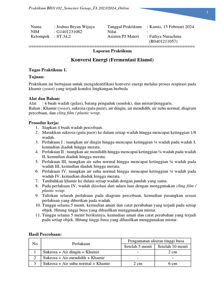 Joshua Bryan Wijaya - G1401231082 - Konversi Energi | PDF