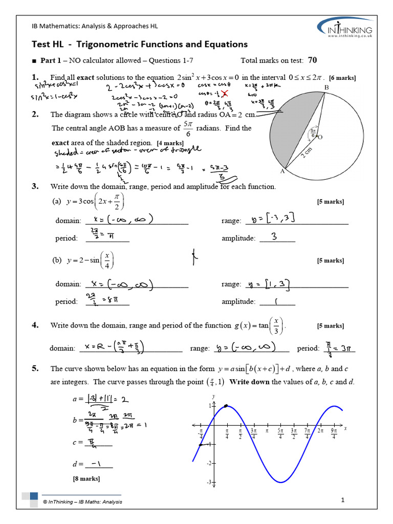 Test HL Trig Functns Eqns v1 (COMPLETED) | PDF | Function (Mathematics ...