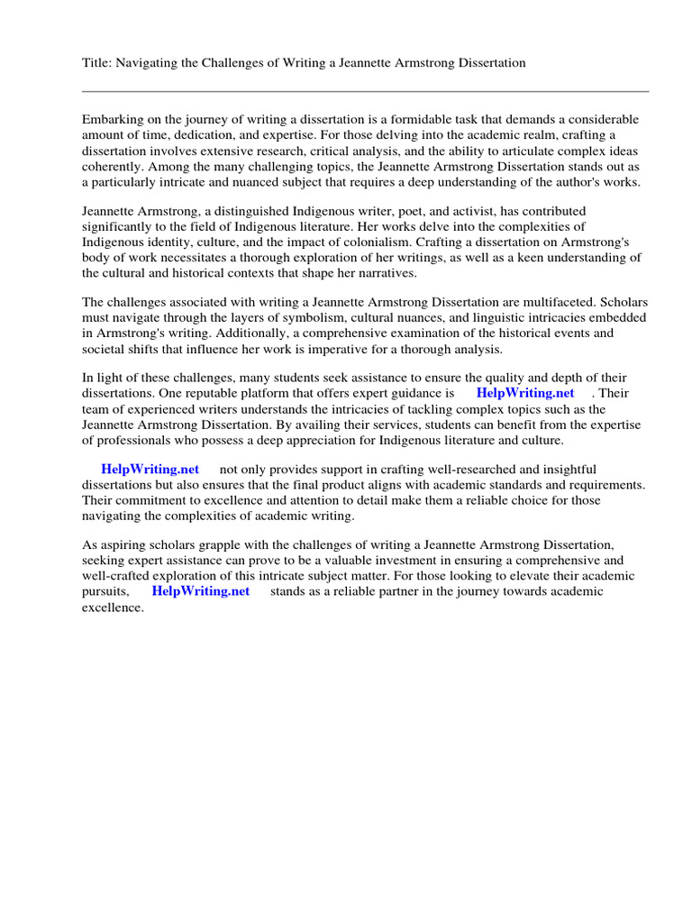 Writing a Jeannette Armstrong Dissertation | PDF | Thesis | Indigenous ...