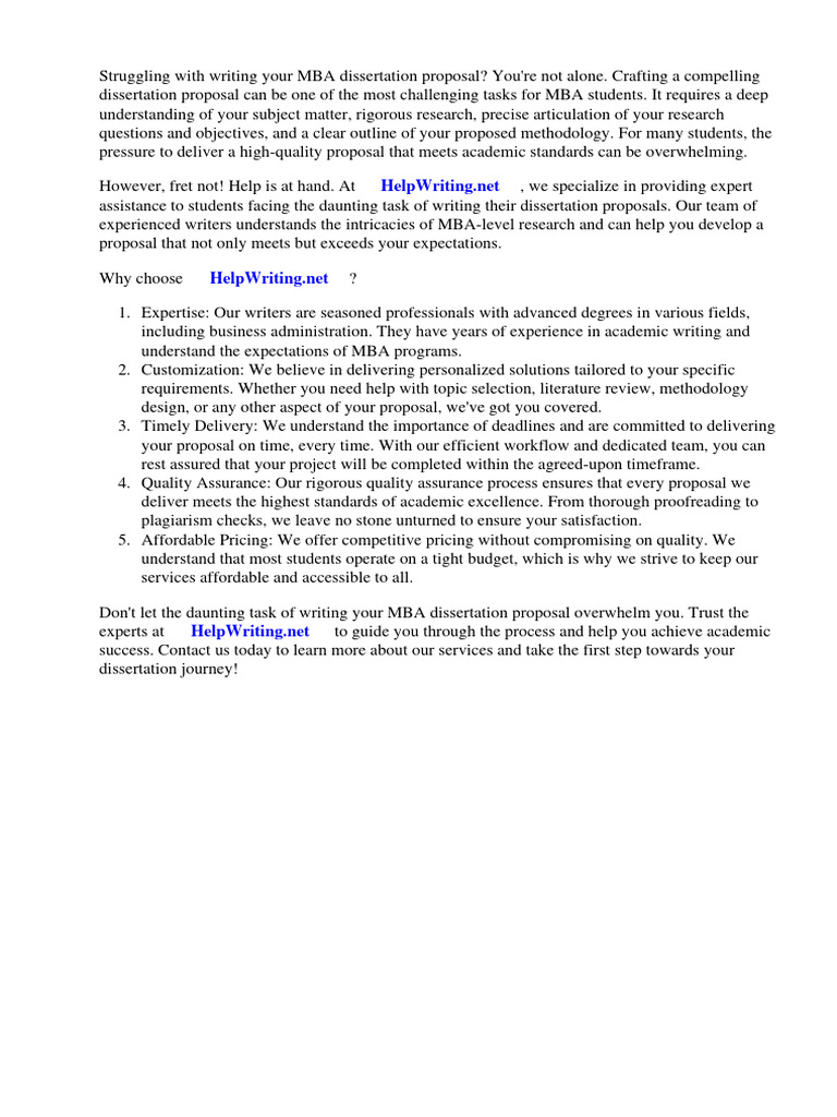 Sample Dissertation Proposal For Mba | PDF | Thesis | Advertising