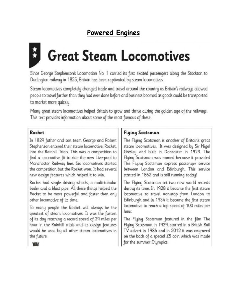 powered engine worksheet | PDF