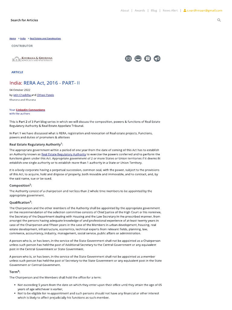 RERA Act OVERVIEW - Part 2 | PDF