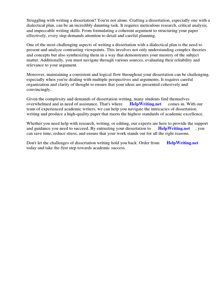 Comment Faire Une Dissertation Avec Un Plan Dialectique | PDF ...