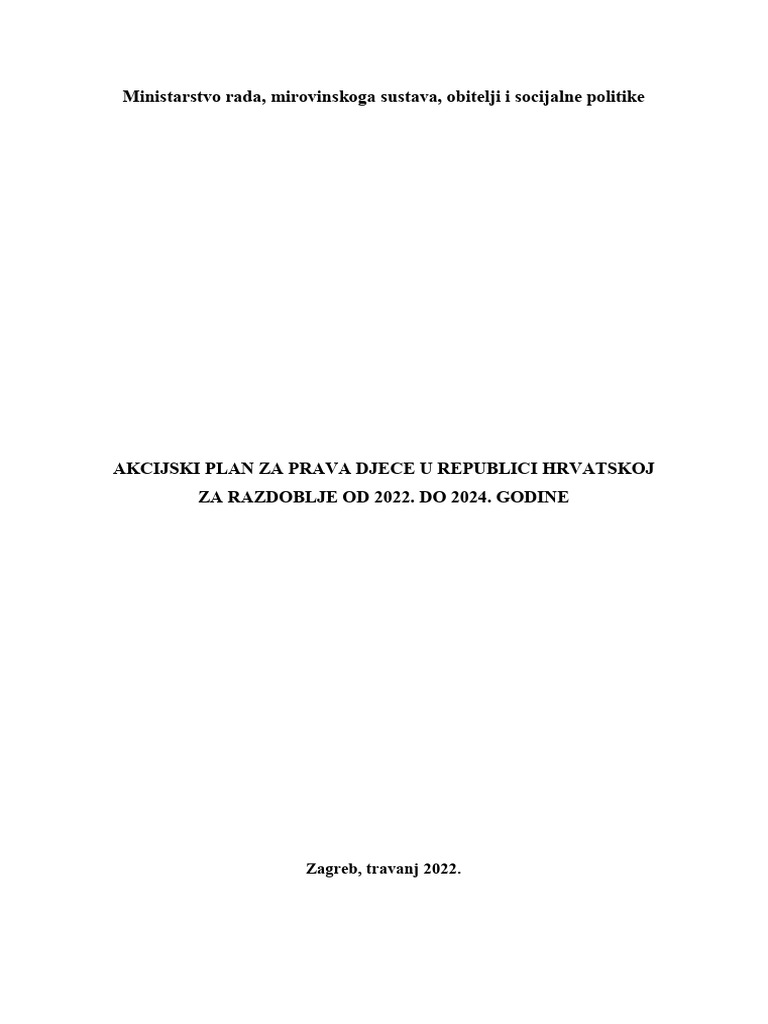 Akcijski Plan Za Prava Djece U RH Za Razdoblje Od 2022. Do 2024. Godine ...