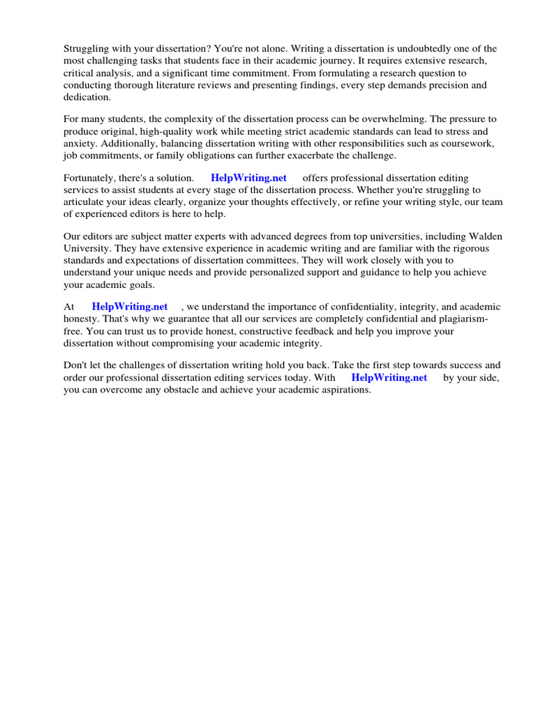 Dissertation Editor Walden University | PDF | Thesis | Doctor Of Philosophy