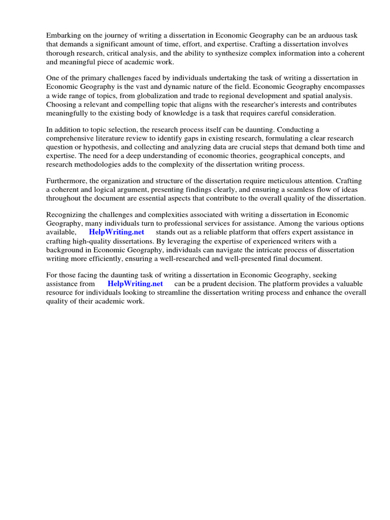 Economic Geography Dissertation Guide | PDF | Geography | Economics
