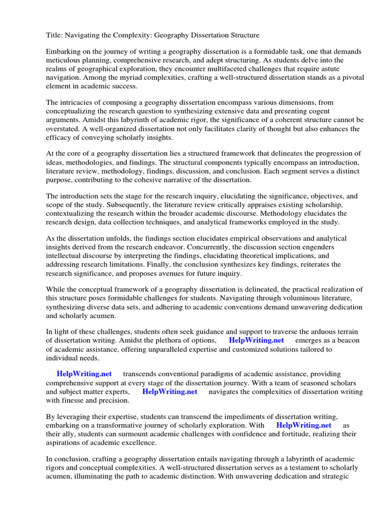 Geography Dissertation Structure | PDF | Geography | Thesis