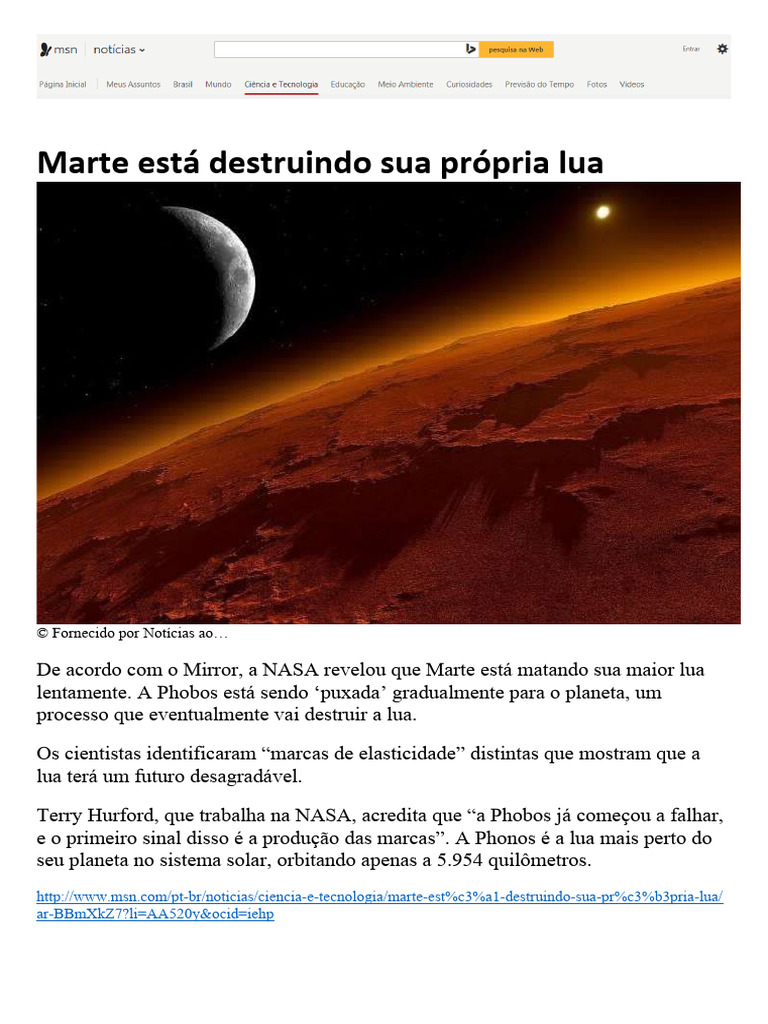 Marte Está Destruindo Sua Própria Lua | PDF | Ciências Sociais | Juvenil