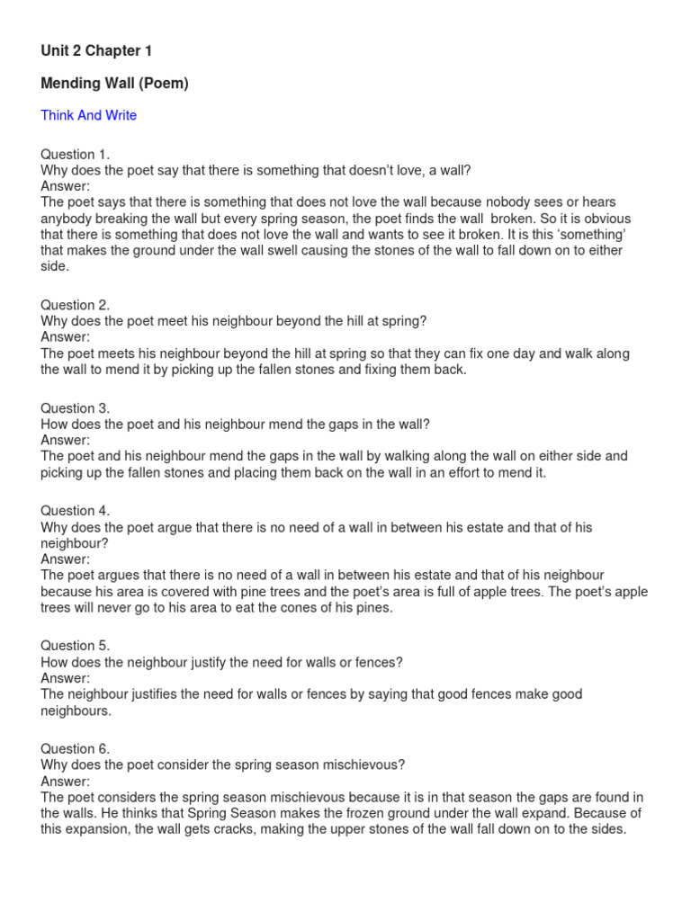 Mending Wall. | PDF | Poetry