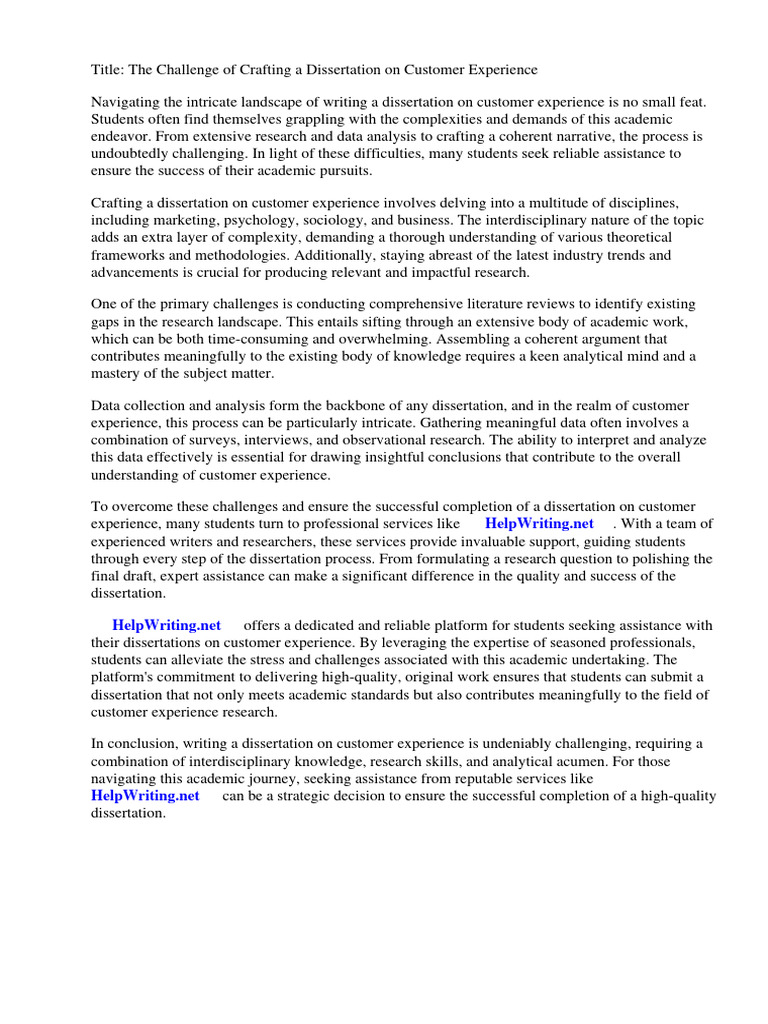 Dissertation Customer Experience | PDF | Customer Experience | Customer ...