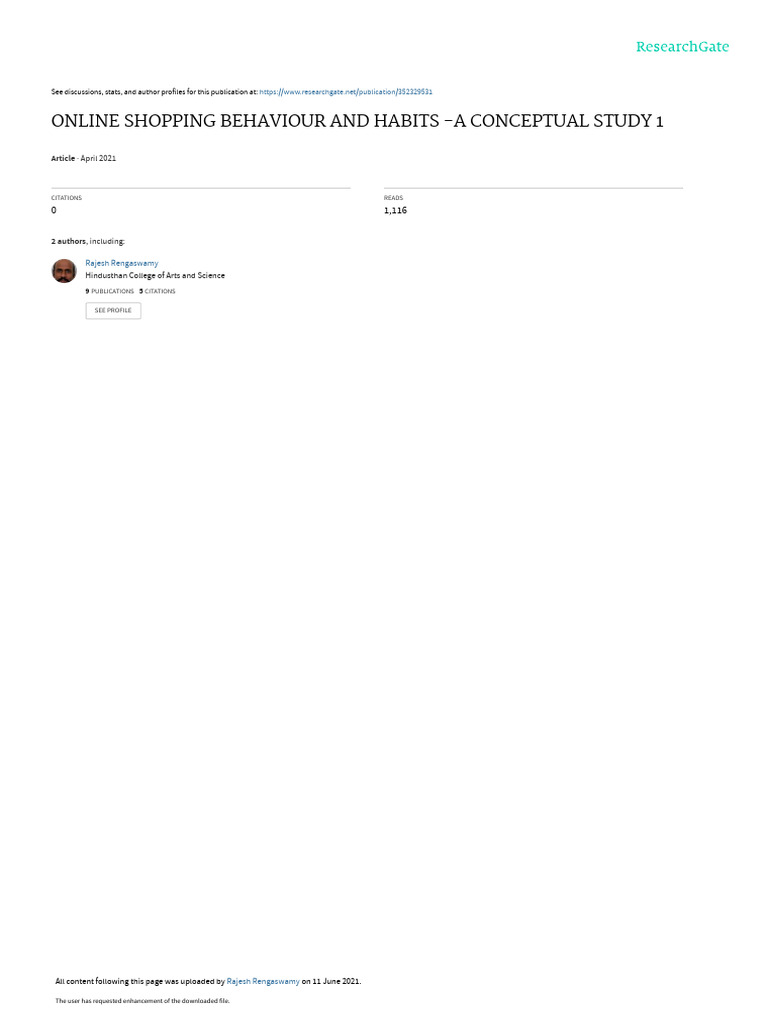 Online Shopping Behaviour and Habits - A Conceptual Study 1: April 2021 ...