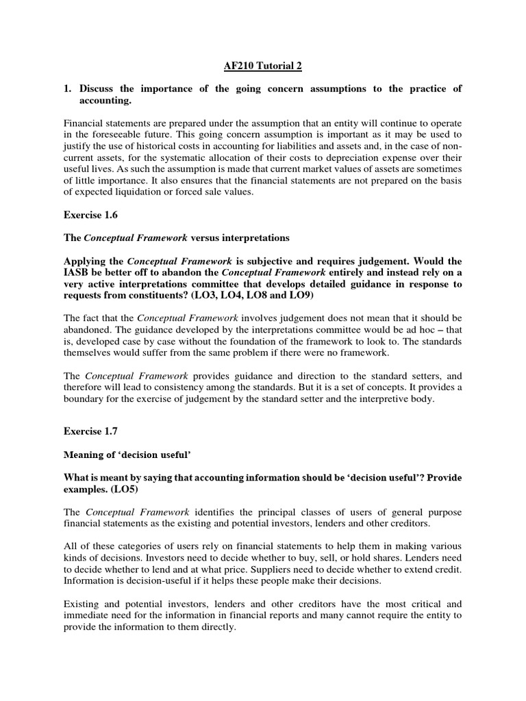 Tutorial 2 Solutions | PDF | Going Concern | Equity (Finance)