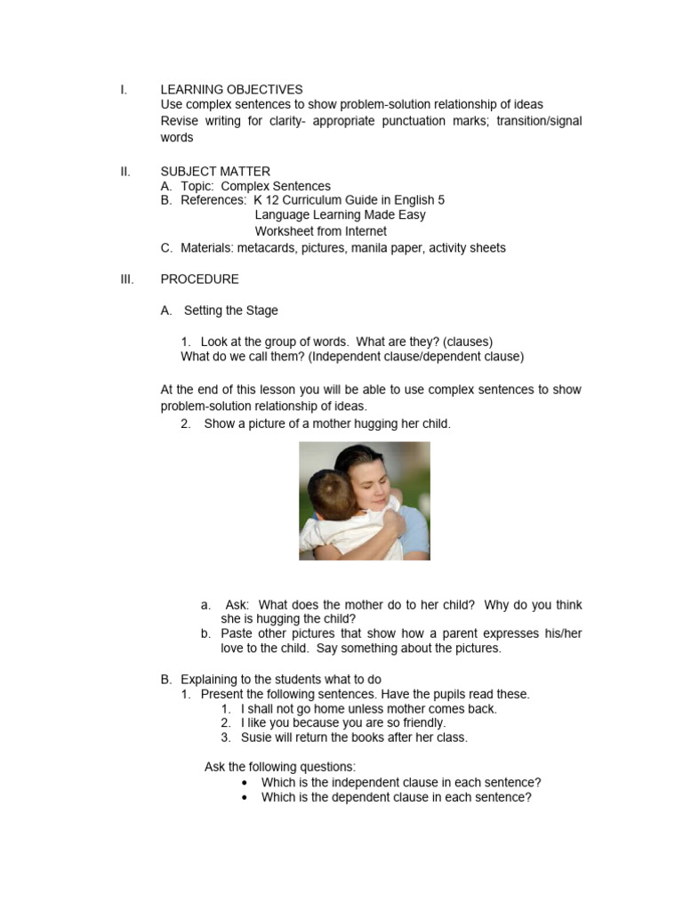 Teaching Complex Sentences in English | PDF | Sentence (Linguistics ...