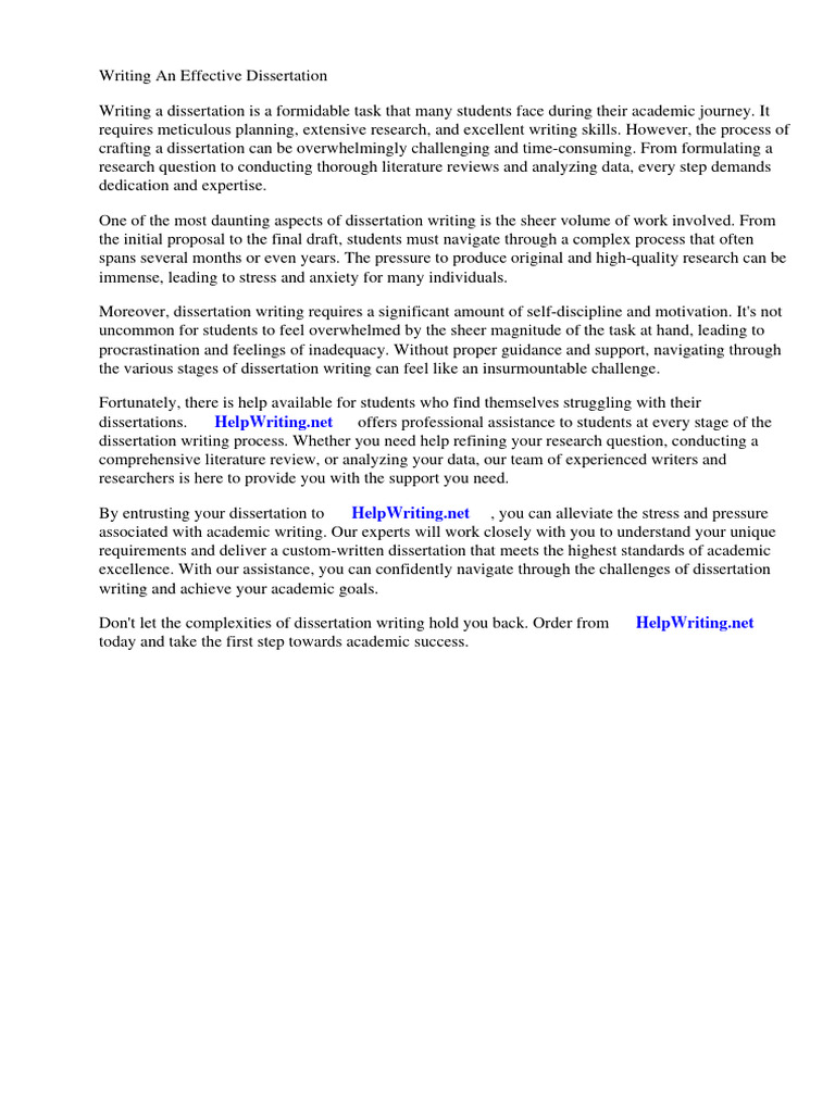 Writing An Effective Dissertation Pdf Thesis