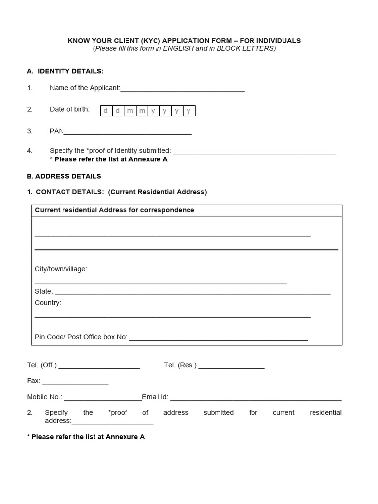 KYC Form for Individuals | PDF | Government | Justice