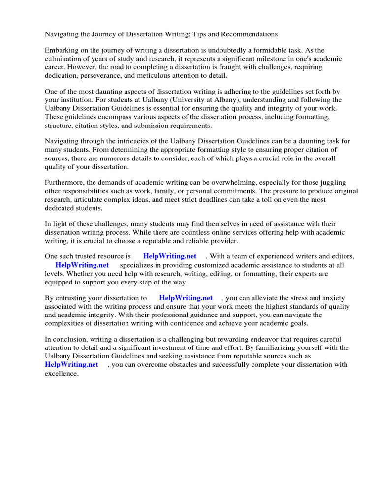 Ualbany Dissertation Guidelines | PDF