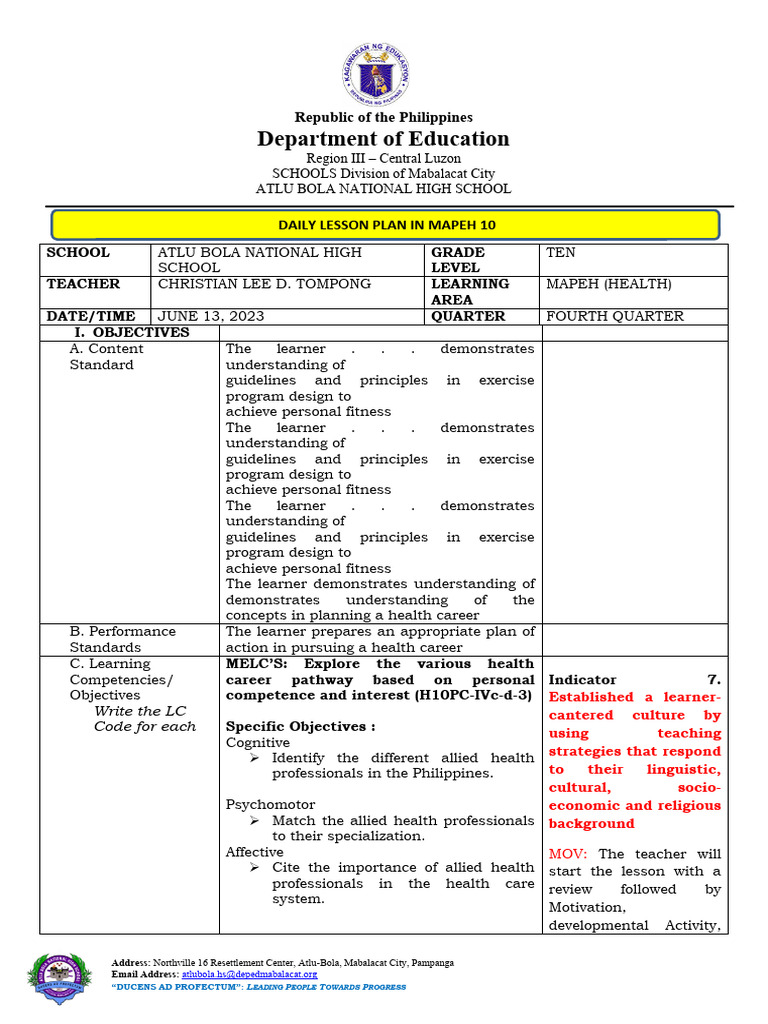 DLP Observation - Q4 JUNE 132023 ALLIED HEALTH PROFESSIONALS | PDF ...