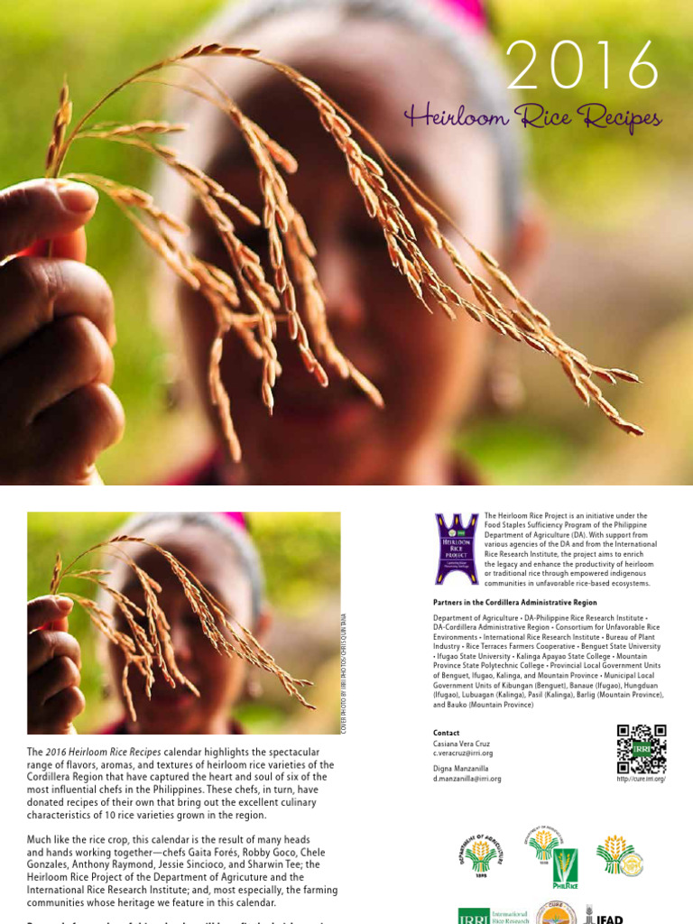 2016 Heirloom Rice Recipe Calendar | PDF | Vinaigrette | Rice