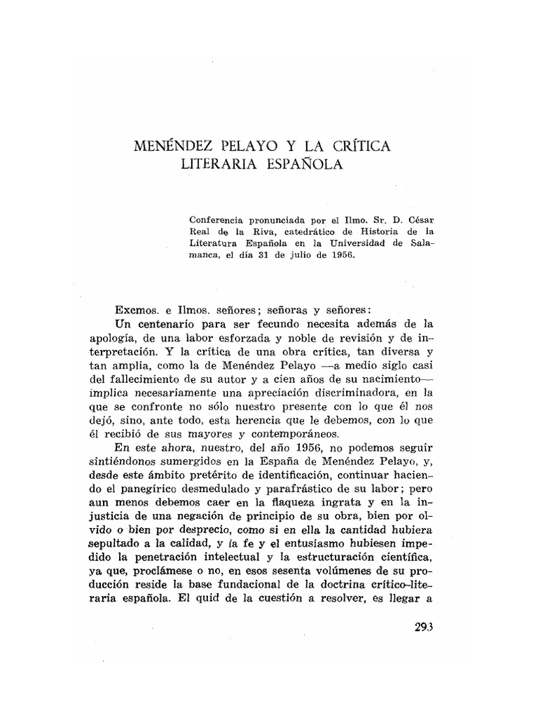 Menendez Pelayo y La Critica Literaria Espanola 978803 | PDF | España ... Menendez Pelayo y La Critica Literaria Espanola 978803 | PDF | España ...