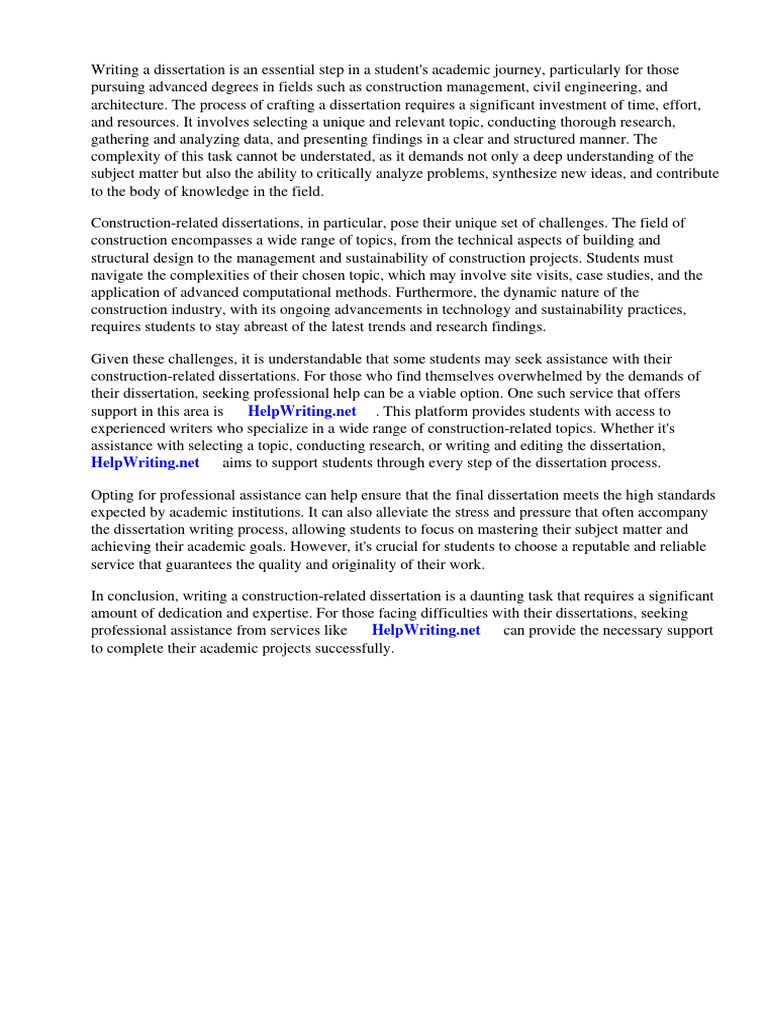 Construction Related Dissertation Topics | PDF | Thesis | Evaluation