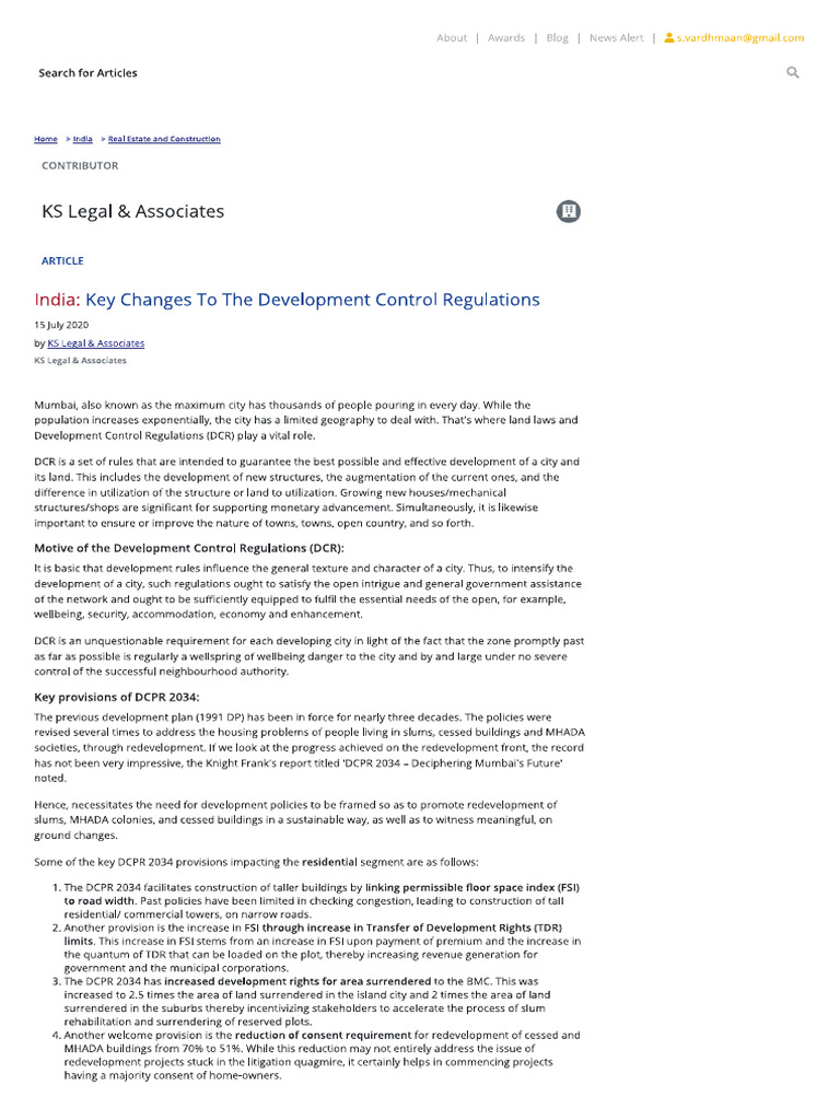 DCPR - Key Changes | PDF