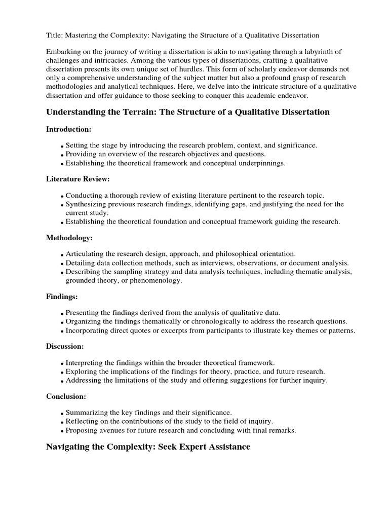 Structure Of A Qualitative Dissertation Pdf Qualitative Research