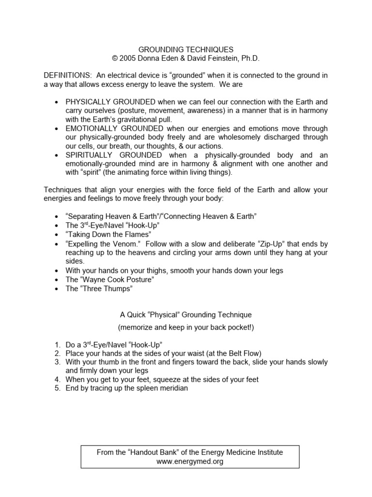 Grounding Techniques | PDF | Foot | Hand